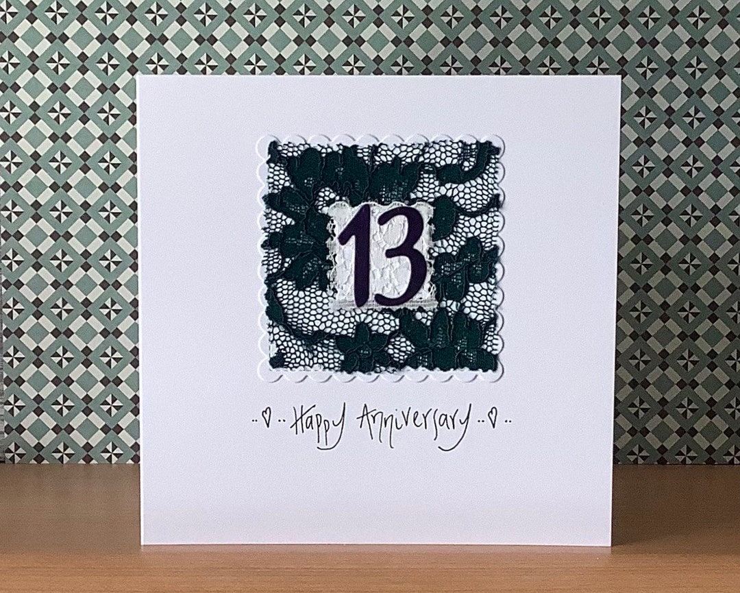 13th Anniversary Card Lace for 13 Years Together - Etsy