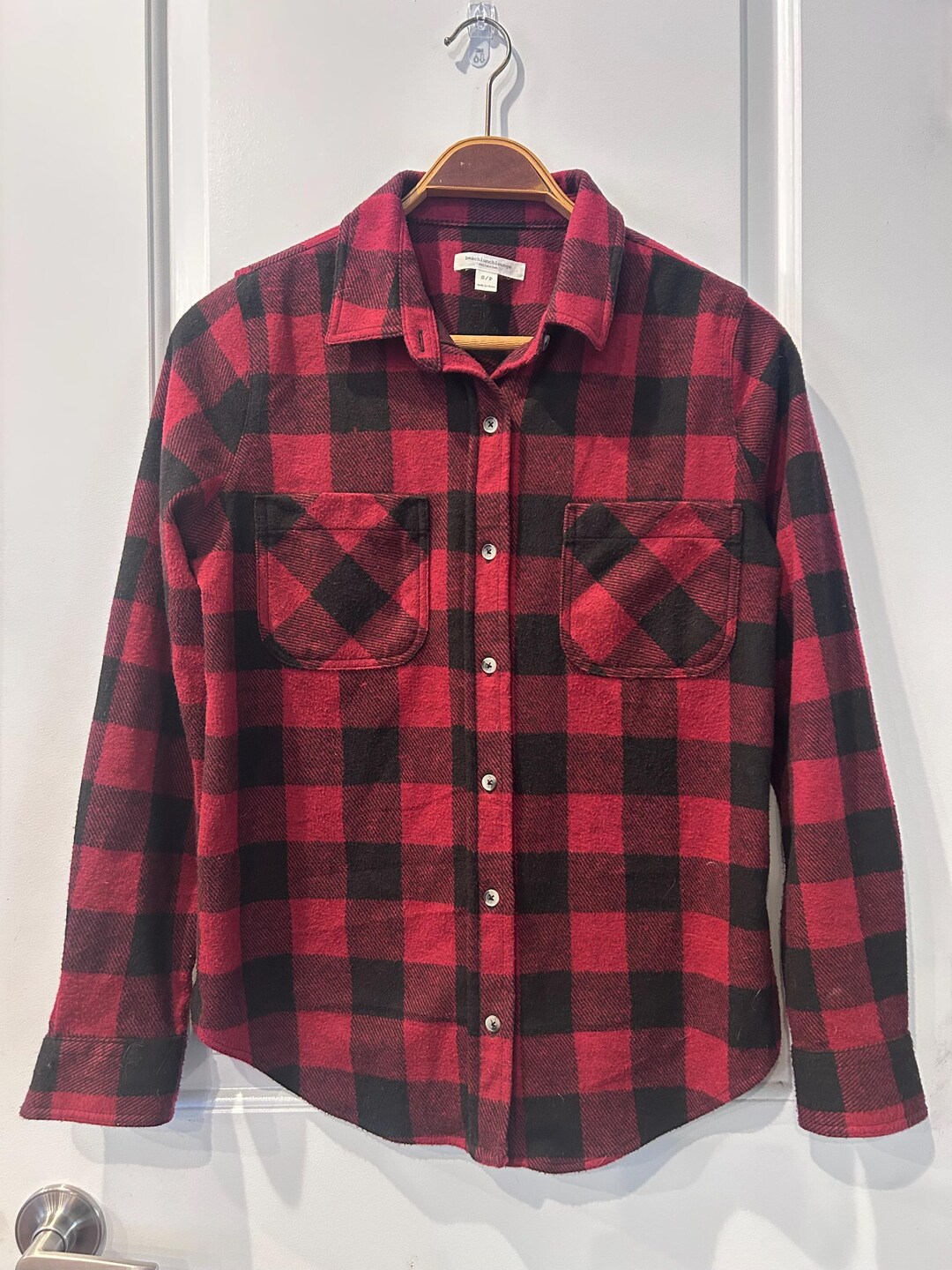 Beach Lunch Lounge Red and Black Plaid Flannel Shirt Jacket Size SP ...