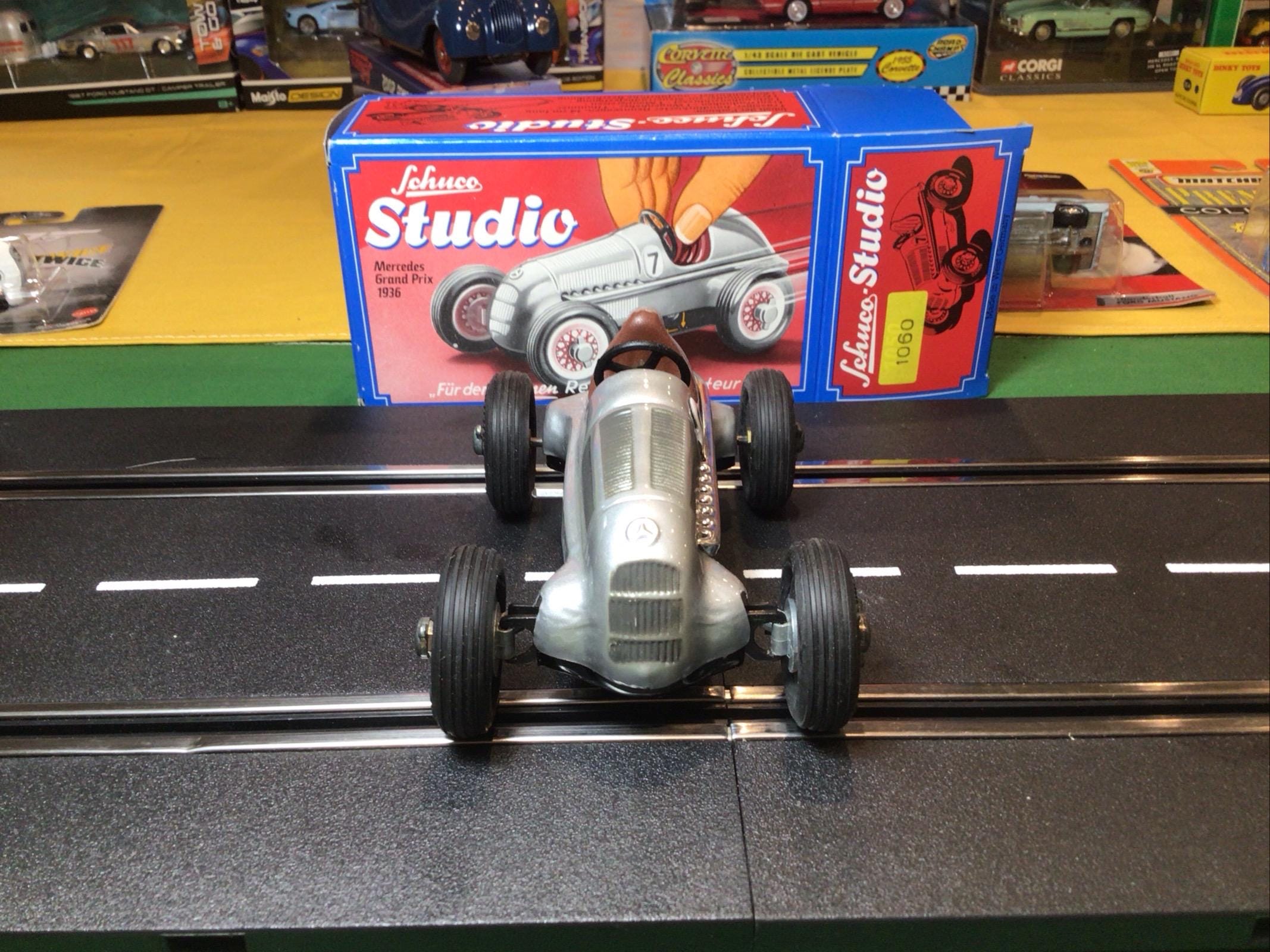 Schuco Studio 1060 Mercedes Benz Grand Prix 1936 Silver Metal Wind up ...