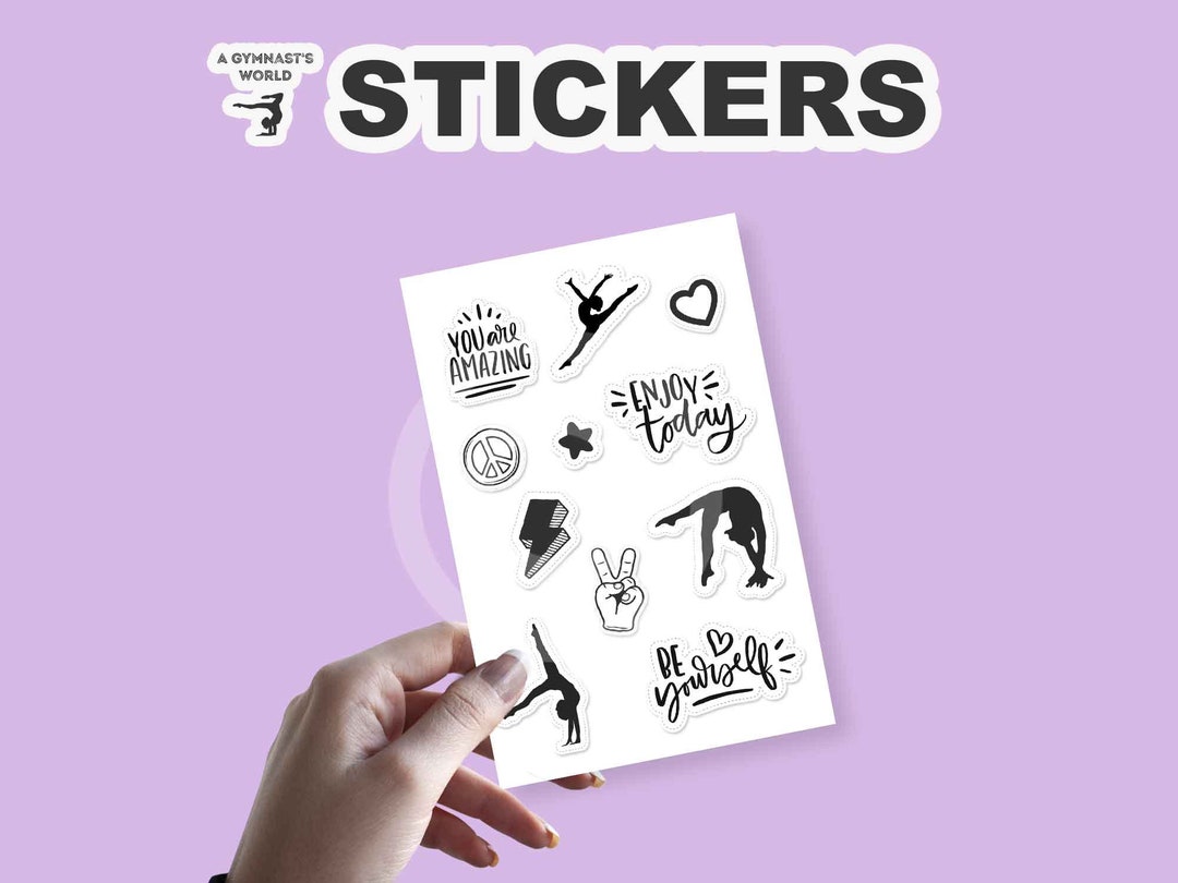 Gymnastics Sticker Sheet, 11 Stickers on a Sheet, Gymnastics Gift ...