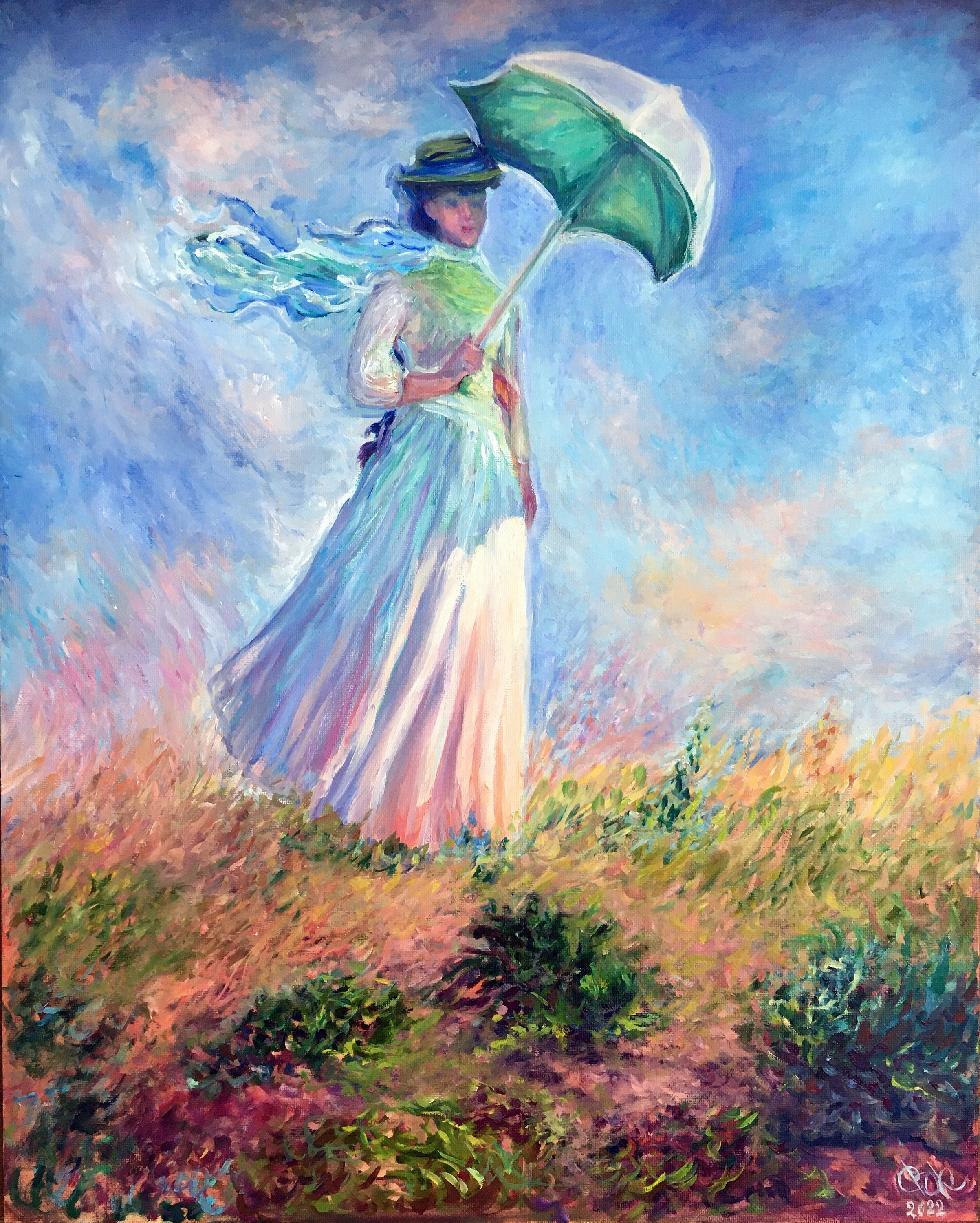 Woman With Umbrella Claude Monet ORIGINAL Oil Reproduction Monet's ...