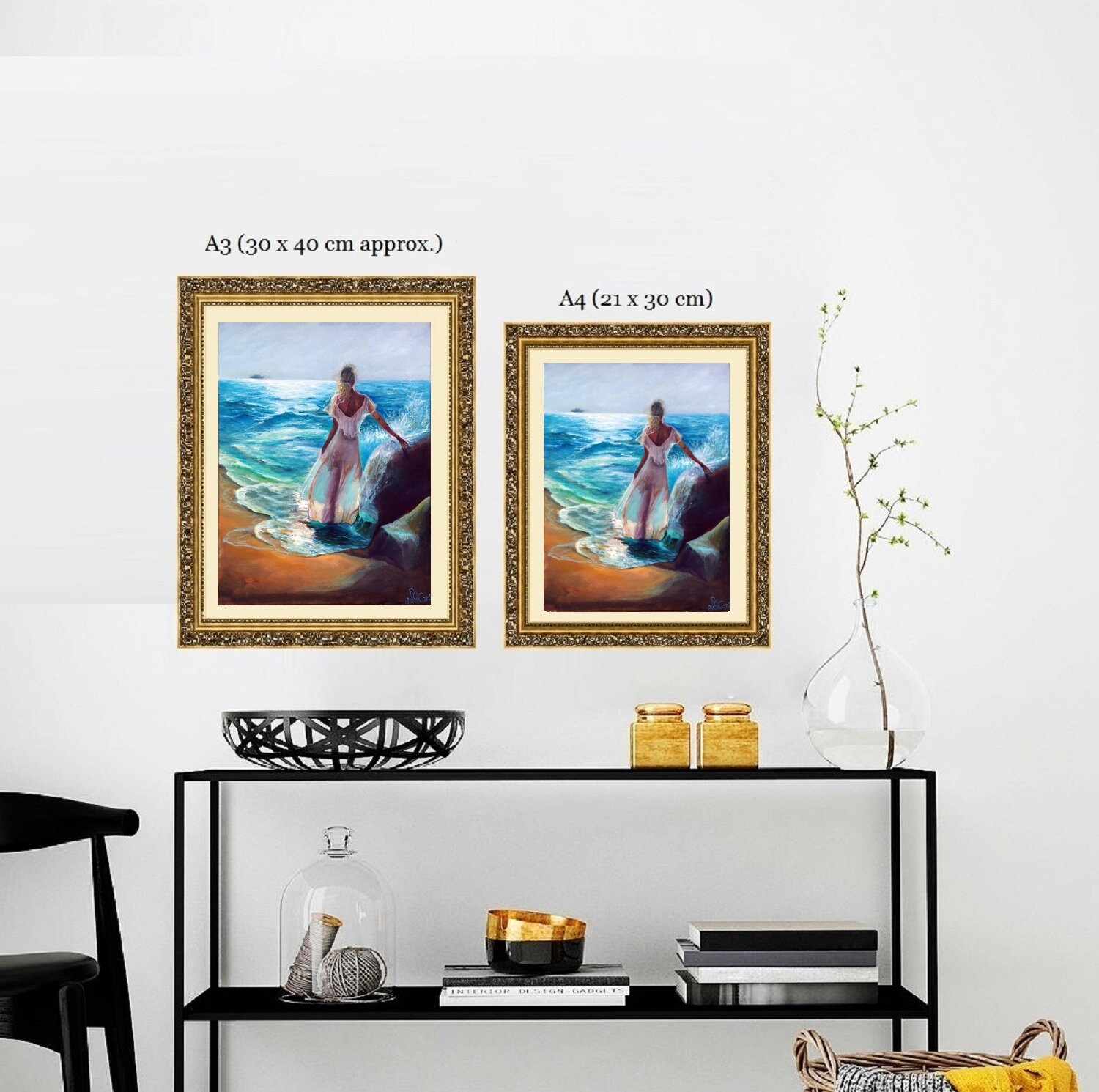 A Dream Day. Woman Looking at the Sea. Painting on Commission. Original ...