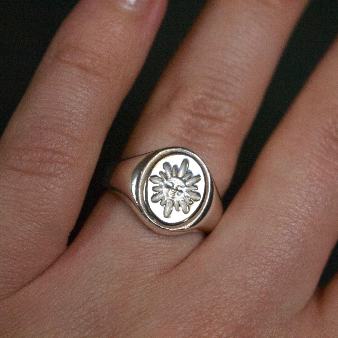 Sol Heavy Oval Sun Face Engraved Intaglio Ring Seal Fob Signet Ring ...