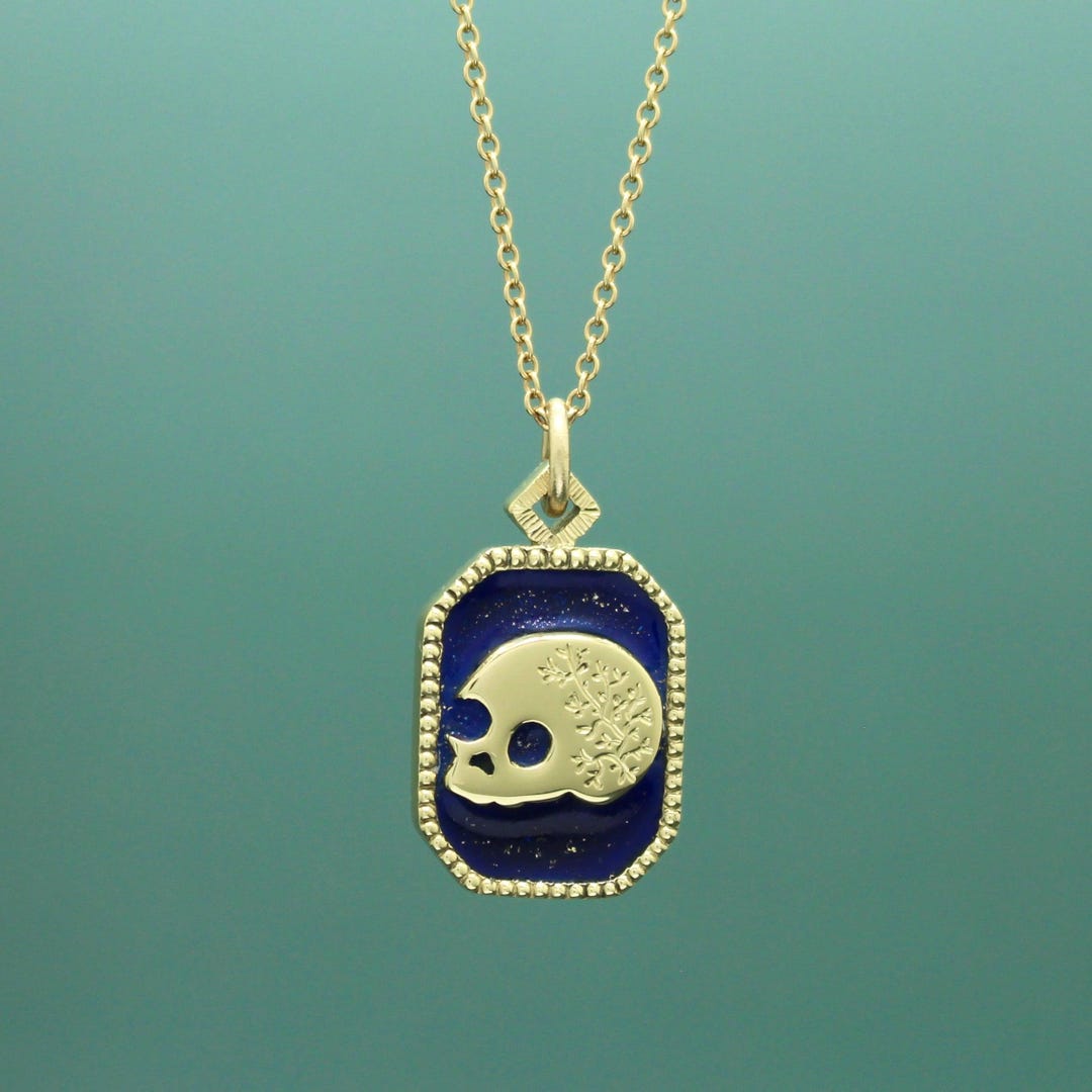 The Eternal Warden Necklace - 9k & 18k Gold With Lapis Lazuli Coloured ...