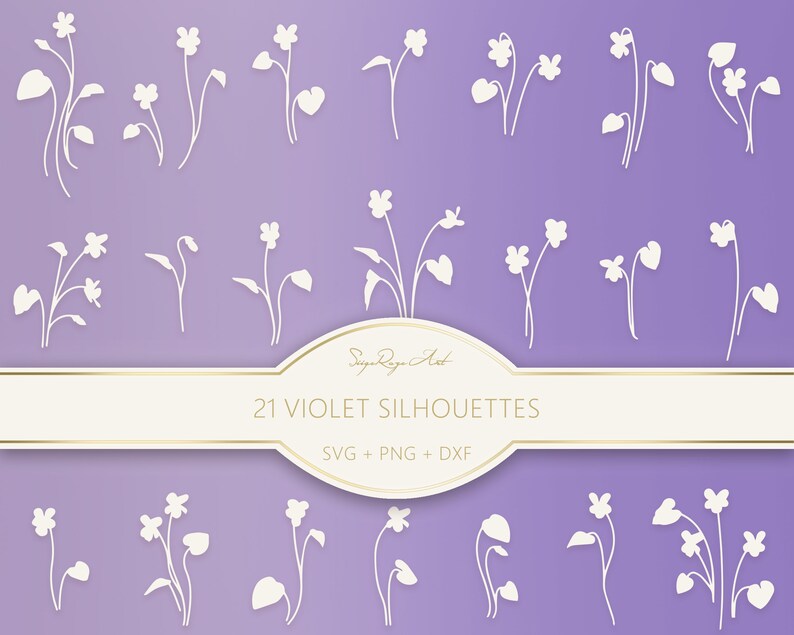 Violet Silhouette Svg and Png Bundle, Violet Svg, Floral Svg, Cricut ...