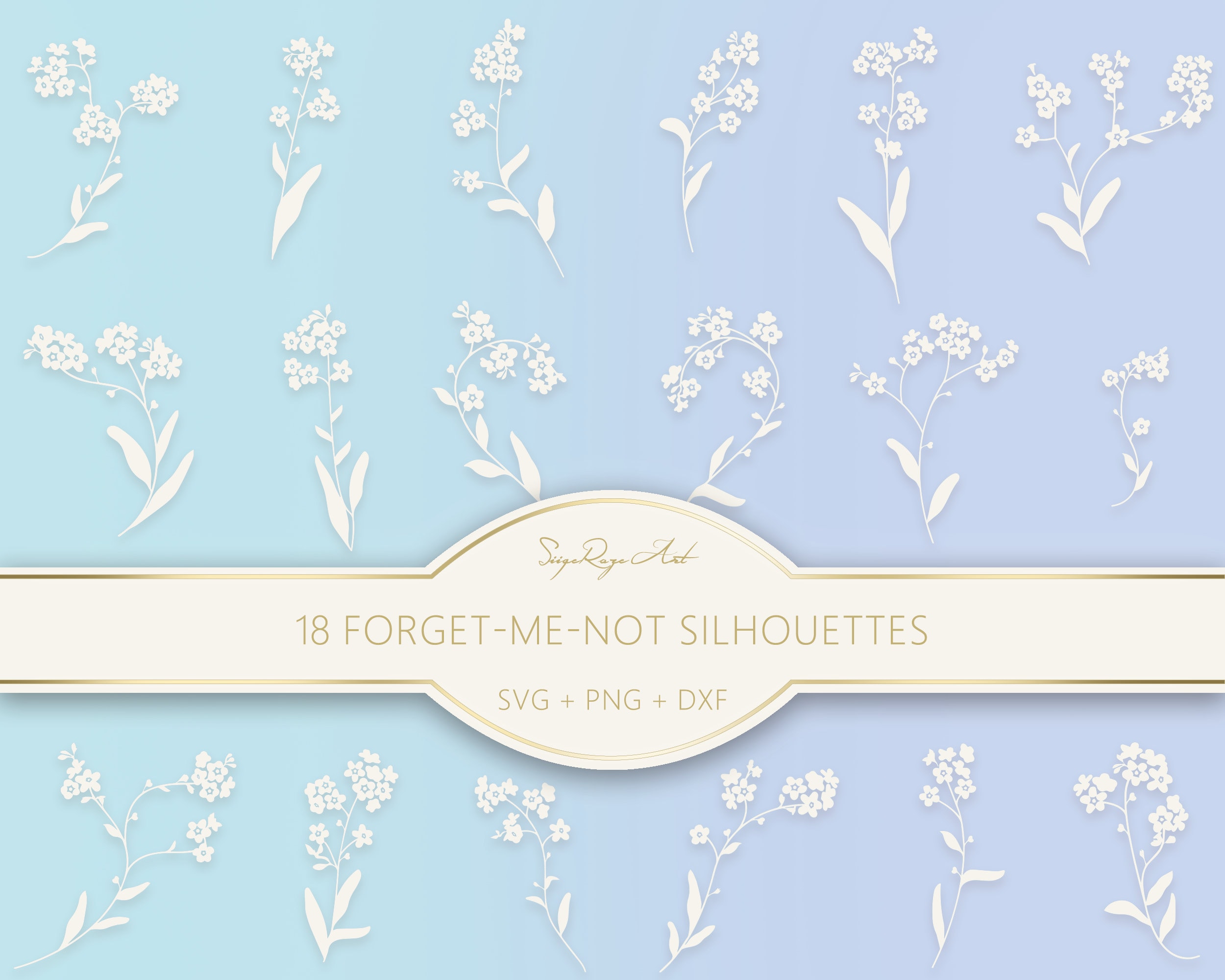 Forget Me Not Silhouette Bundle Svg, Floral Svg, Flowers, Cricut ...
