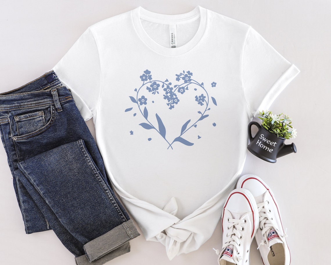 Forget Me Not Silhouette Heart Svg, Floral Svg, Flowers, Cricut ...