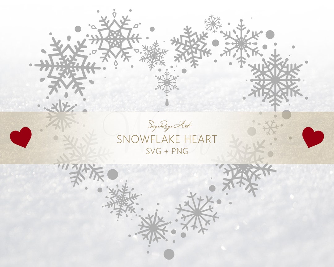 Simple Snowflake Heart Silhouette Design SVG, Snowflake for Cricut ...