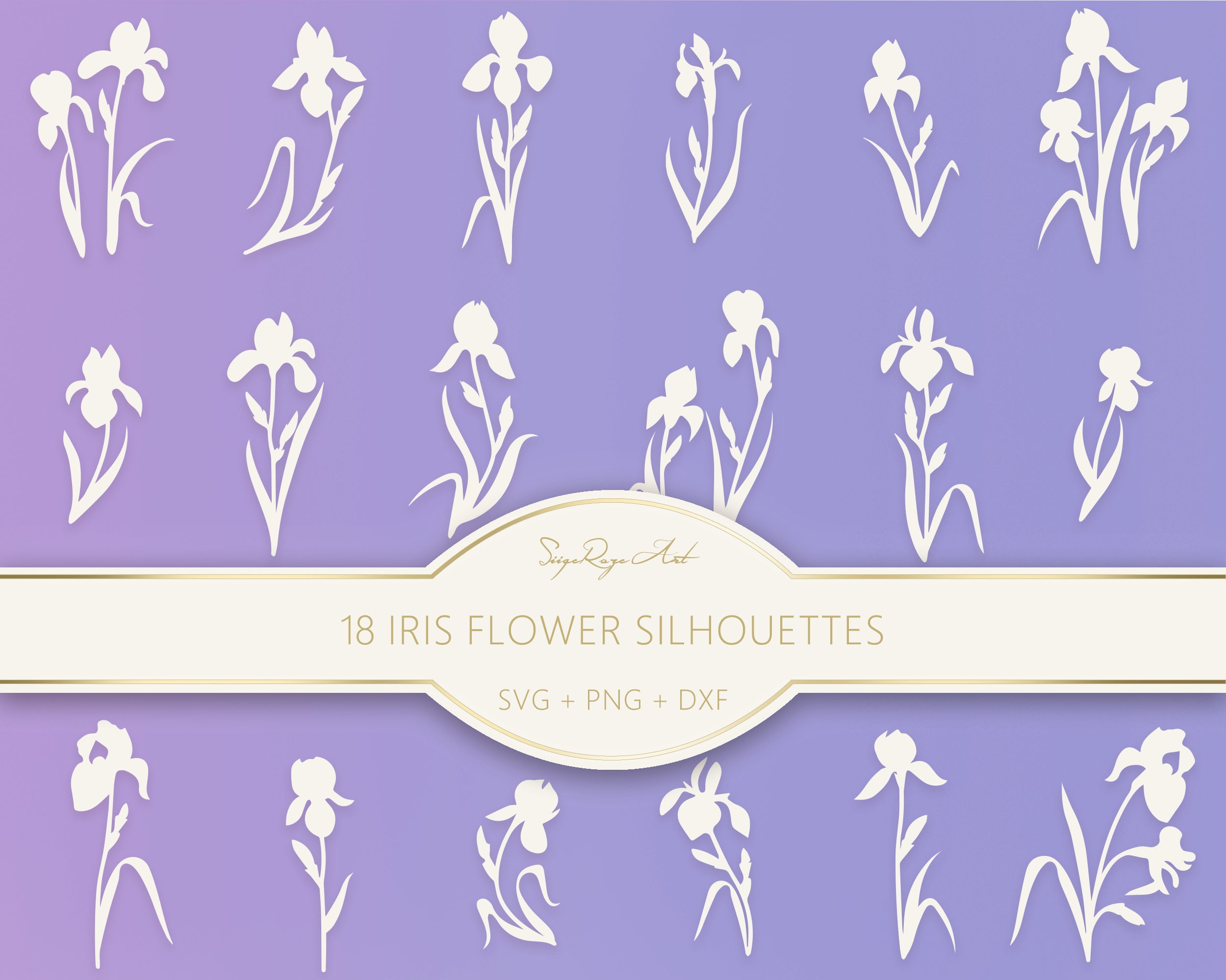 Iris Silhouette Svg Bundle, Iris Svg, Floral Svg, Cricut, Lasercut File ...