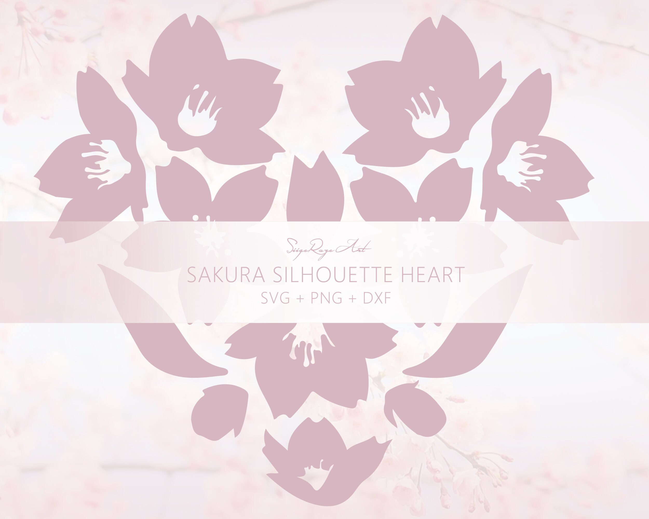 Cherry Blossom Heart Svg, Sakura Svg, Flower Heart, Cut File, Tshirt ...
