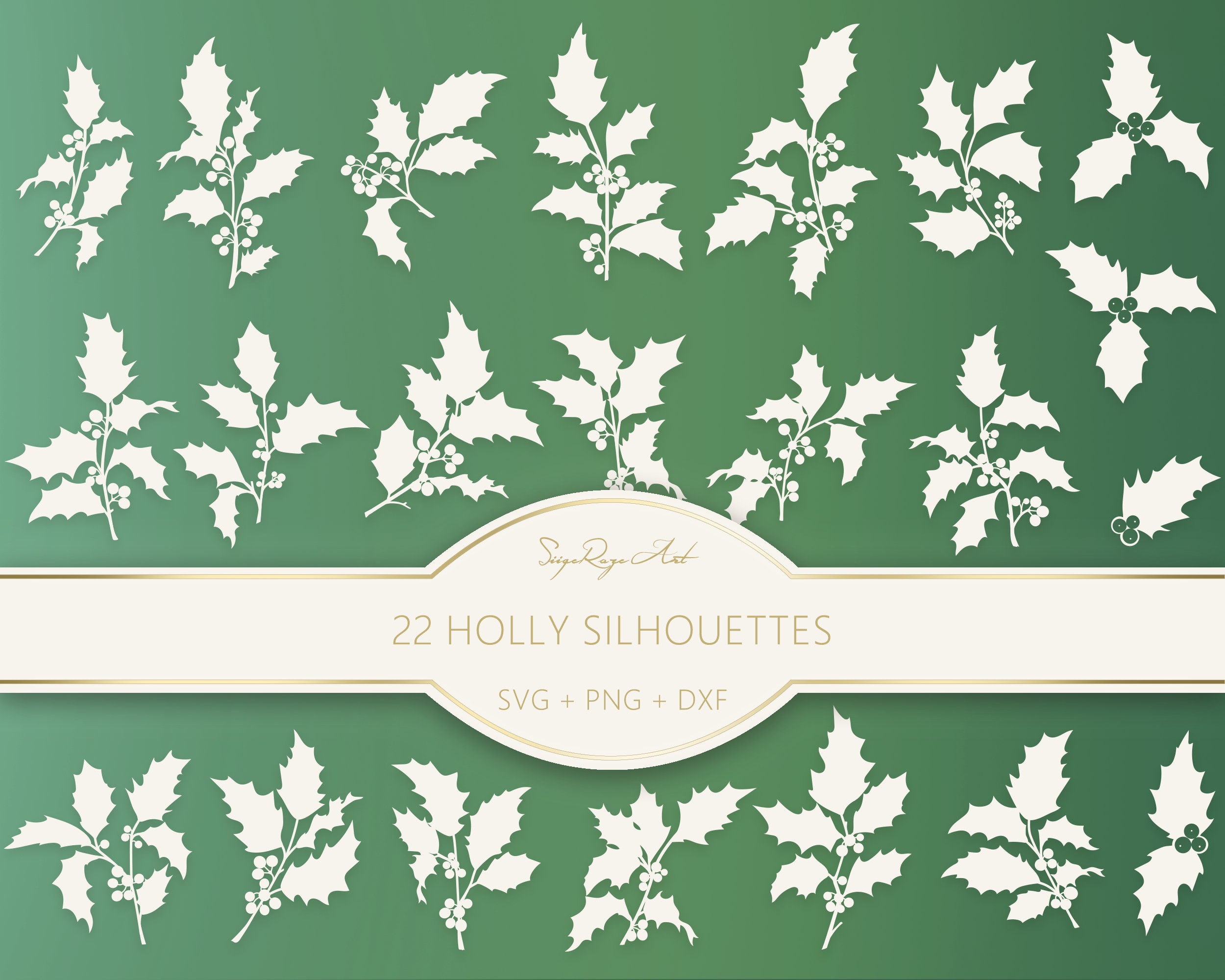 Holly Silhouette Svg and Png Bundle, Holly, Cricut, Cutfile, Flower ...