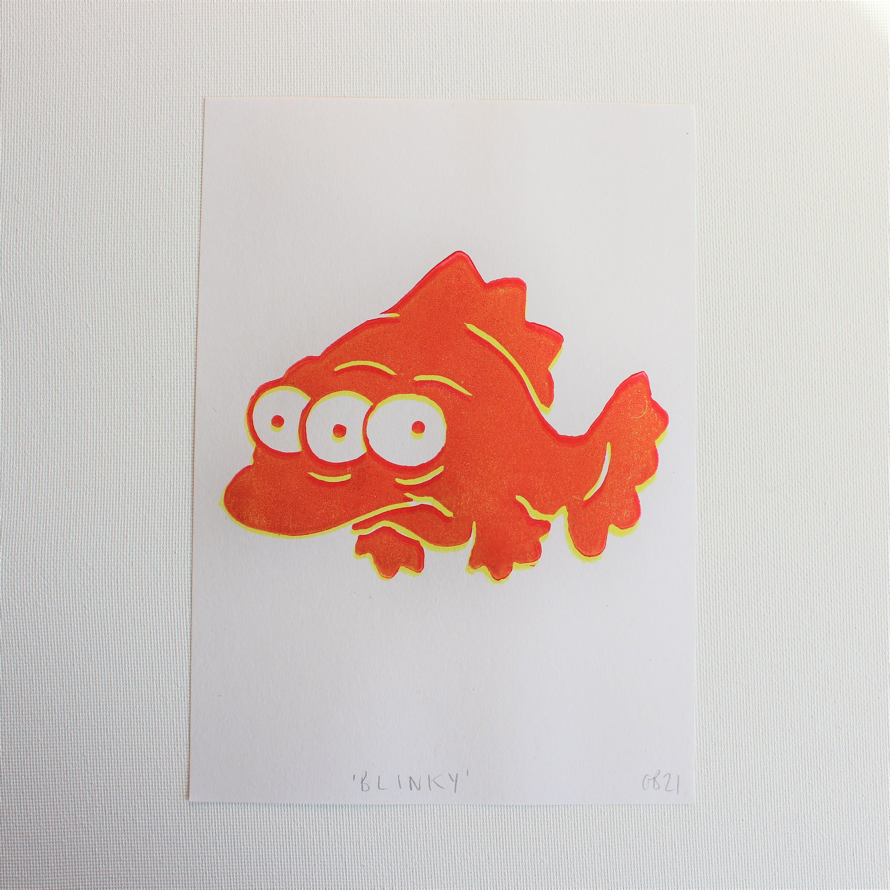 The Simpsons Art Print, Blinky A5 | Fish Lino Print, The Simpsons Gift ...