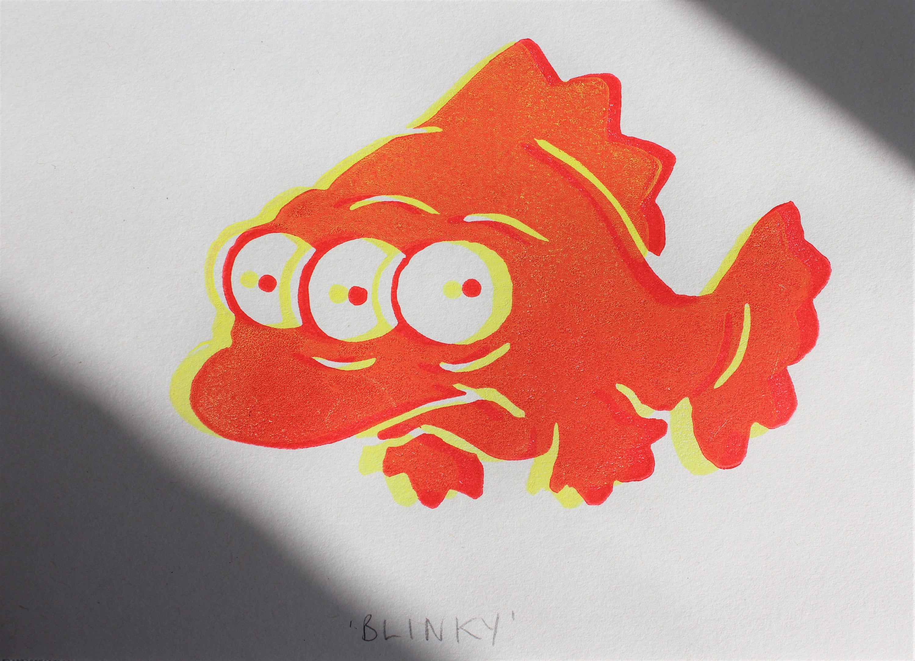 The Simpsons Art Print, Blinky A5 | Fish Lino Print, The Simpsons Gift ...