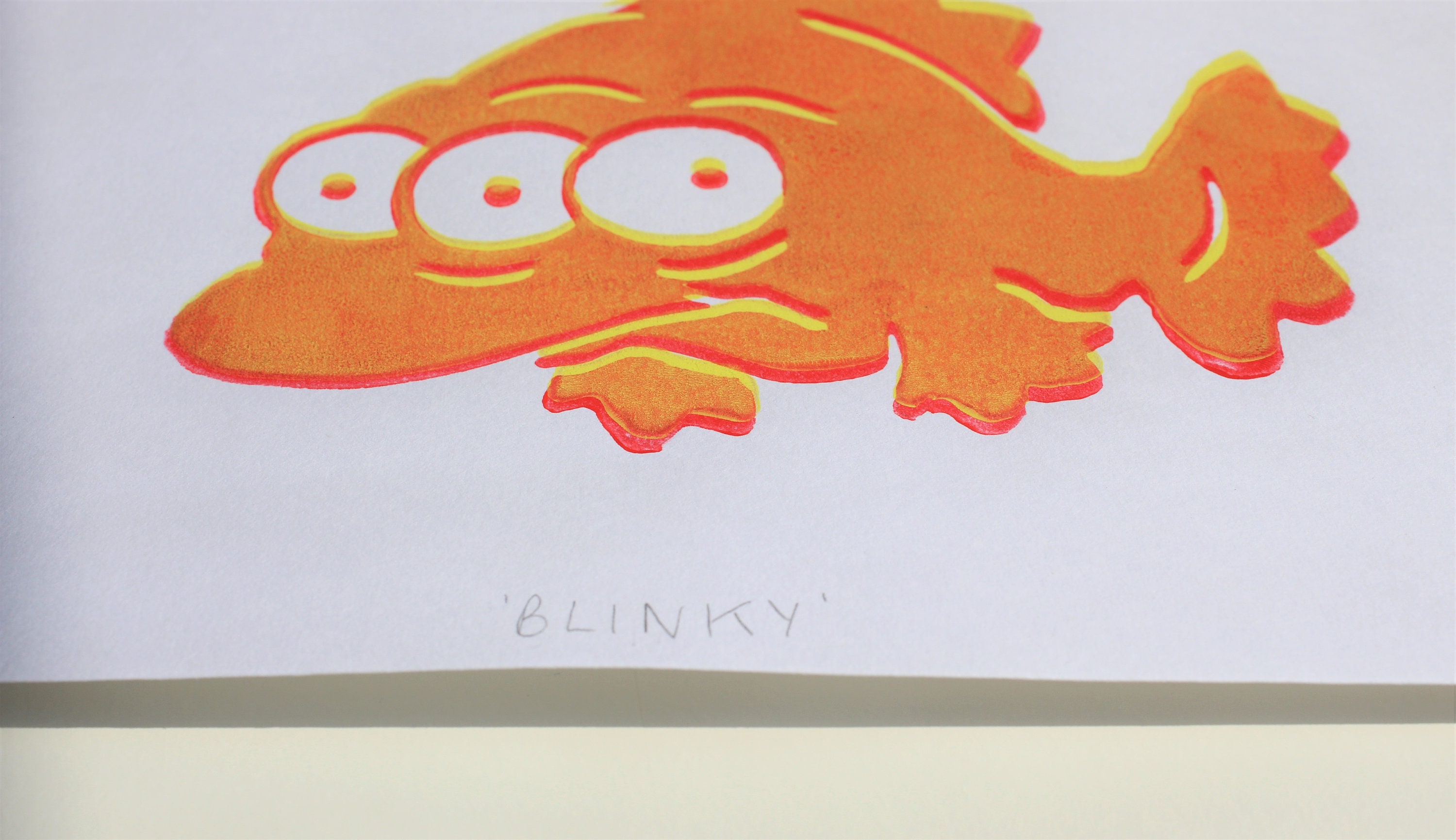 The Simpsons Art Print, Blinky A5 | Fish Lino Print, The Simpsons Gift ...
