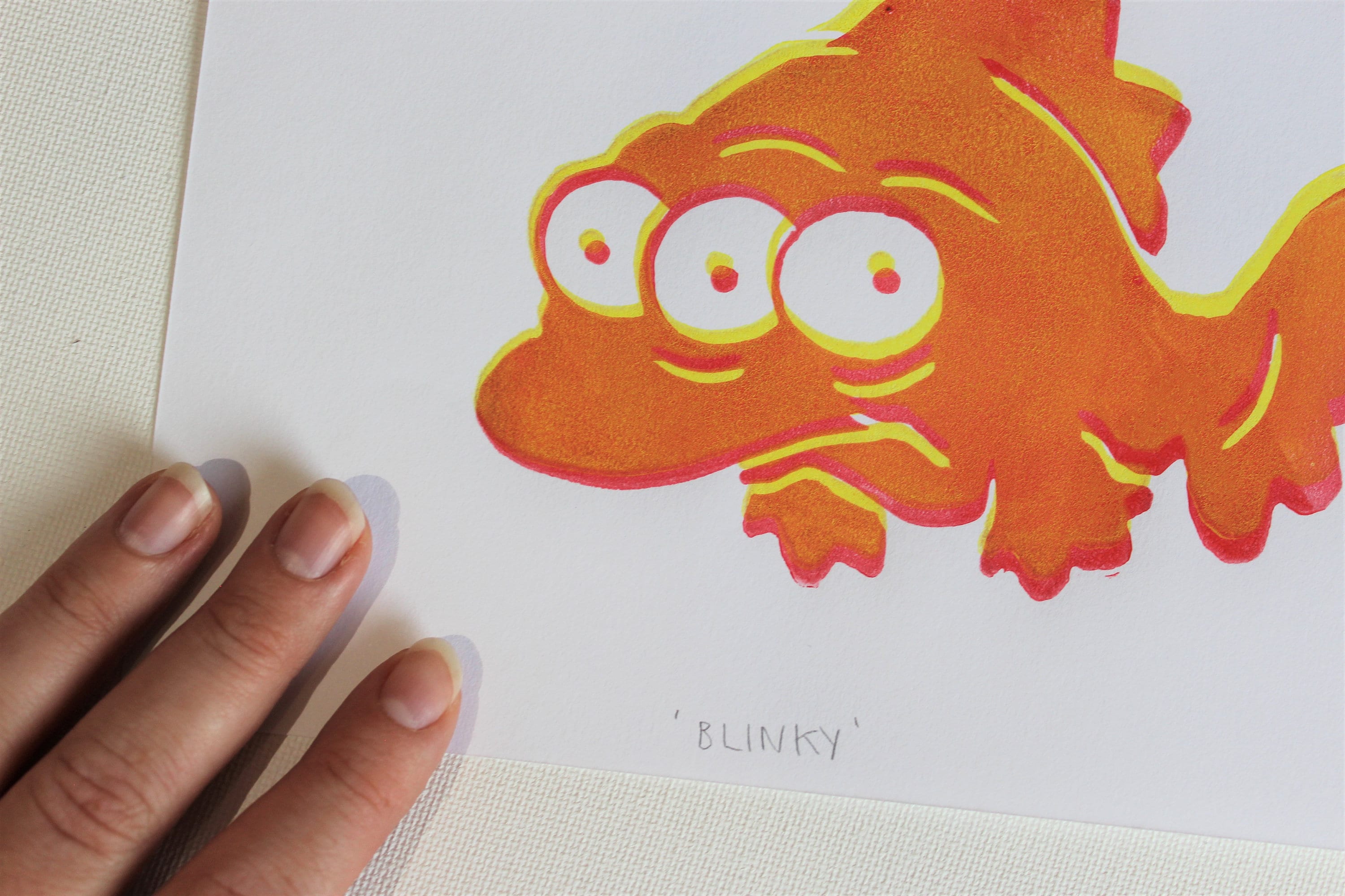 The Simpsons Art Print, Blinky A5 | Fish Lino Print, The Simpsons Gift ...