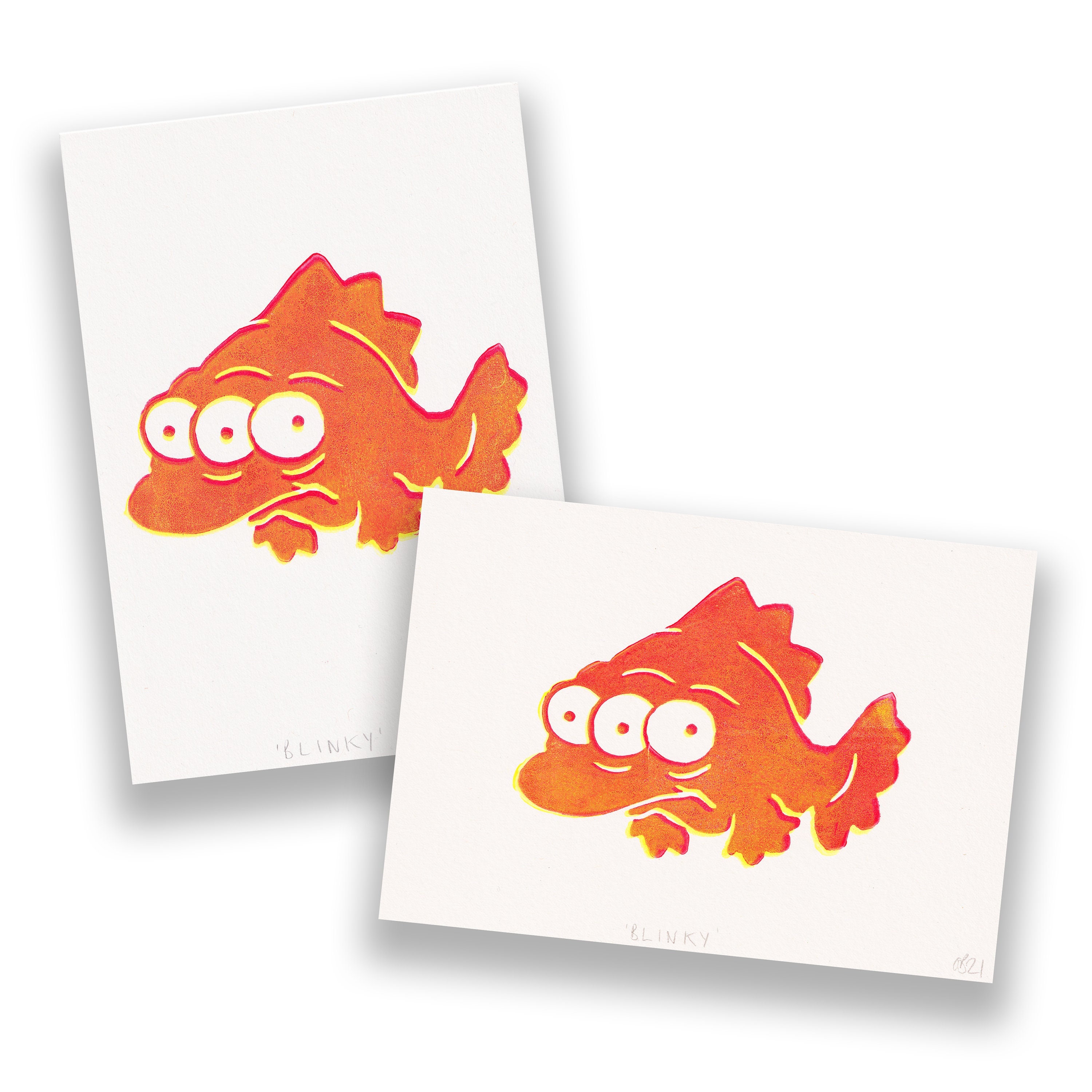 The Simpsons Art Print, Blinky A5 | Fish Lino Print, The Simpsons Gift ...