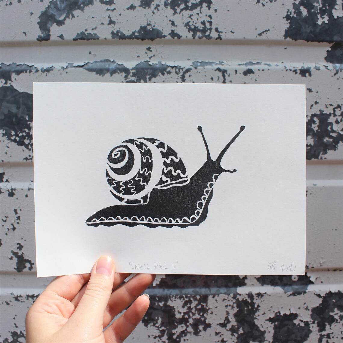 Snail Lino Print A5 Handmade Print Snail Art Unique Home | Etsy