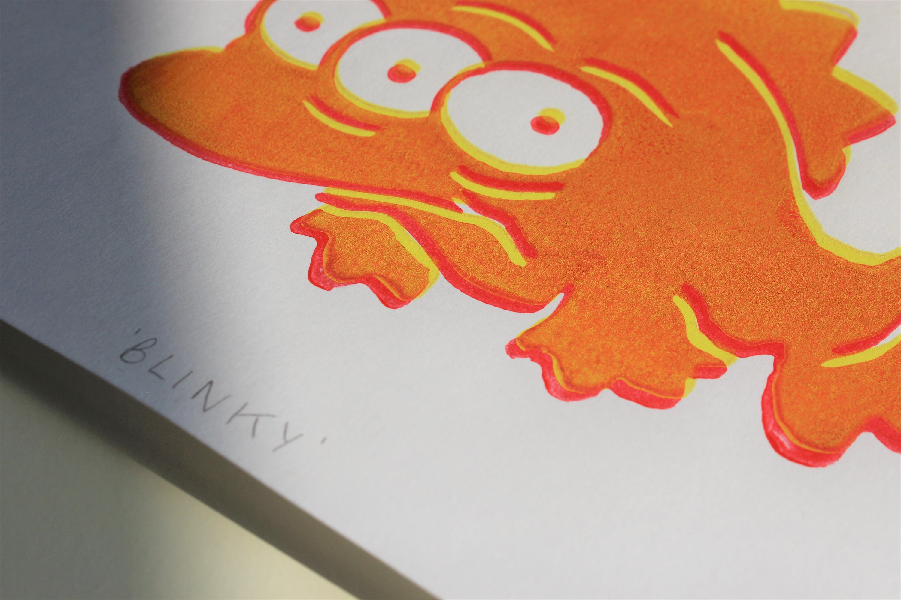 The Simpsons Art Print, Blinky A5 | Fish Lino Print, The Simpsons Gift ...