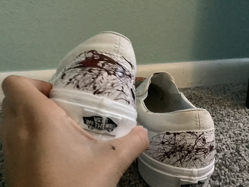 American Psycho Hand Painted Vans Slip-ons Cristian Bail and Bloody Axe - Etsy