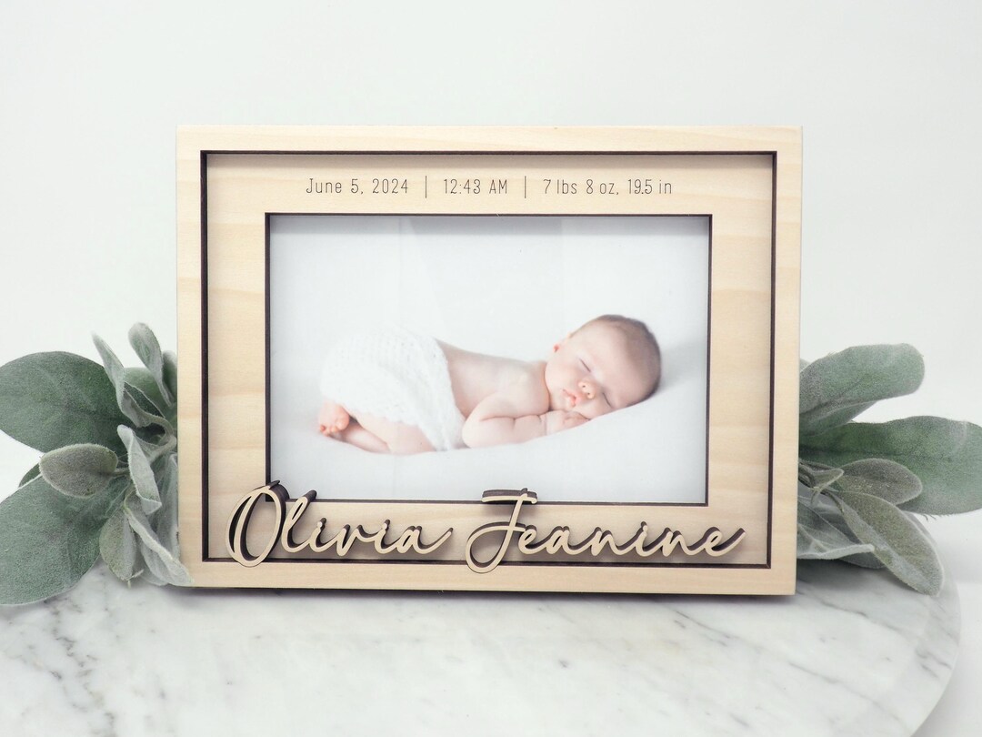 Newborn Birth Stats Frame | Personalized Baby Picture Frame | Wooden - Etsy