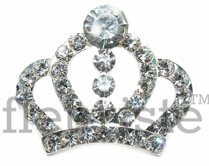 Princess Crown 31x27 mm Rhinestone Button Medium Flat Back | Etsy