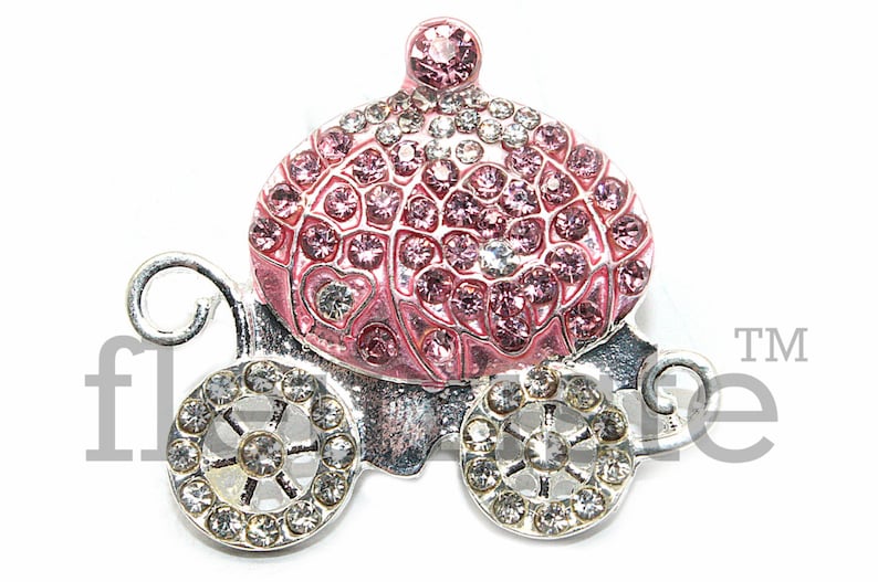 Pink Princess Carriage 33x30 Mm Rhinestone Button, Flat Back Rhinestone ...