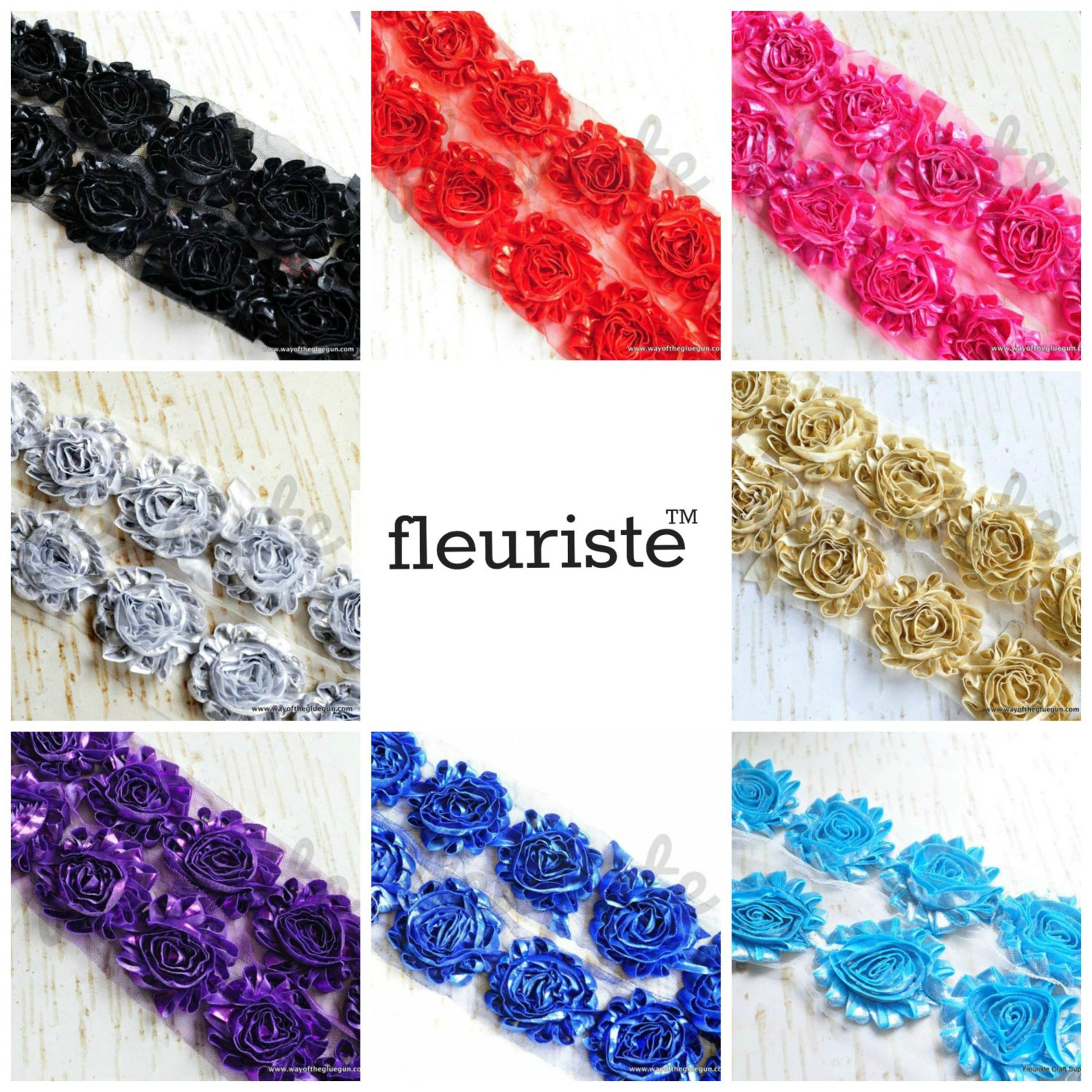 Metallic Shabby Rose Trim Shabby Flower Trim Shabby Flowers | Etsy