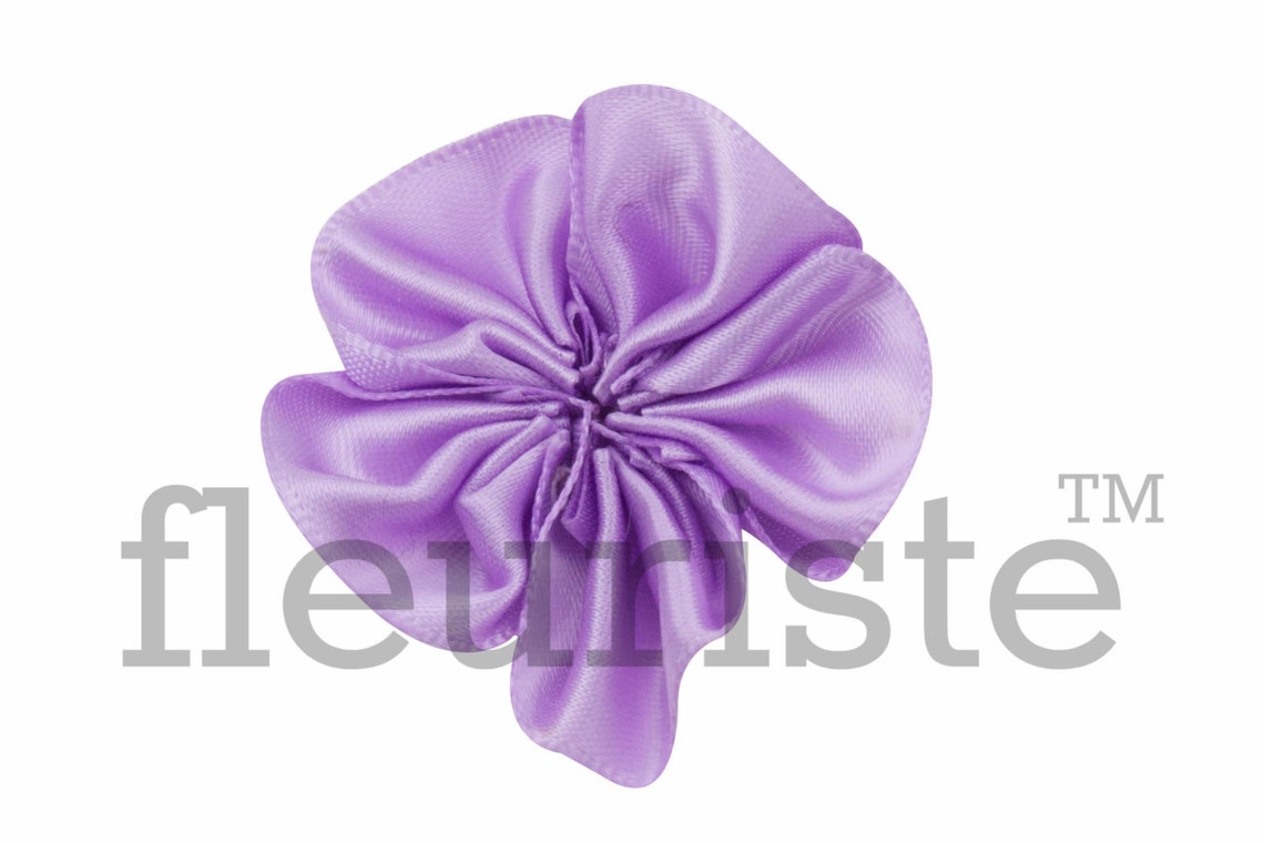 LAVENDER RIBBON FLOWER Satin Flower Fabric Rose Rolled | Etsy