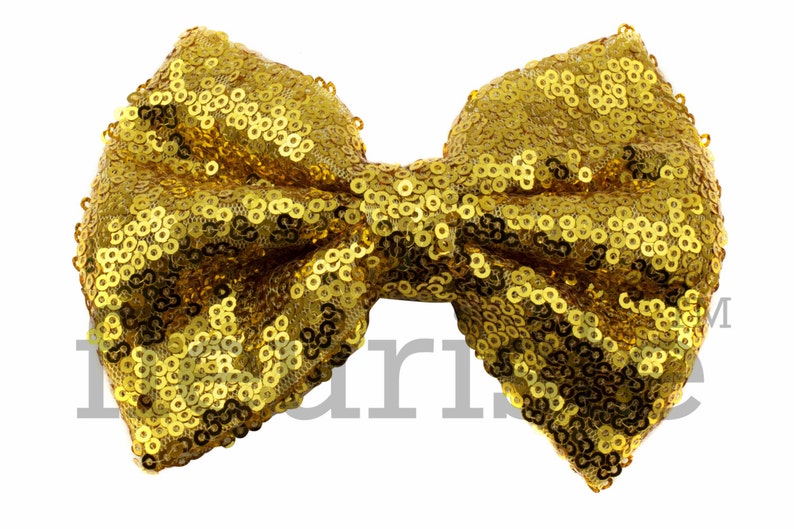 GOLD Sequin Bows Large Glitter Bow Shiny Bows Fabric Bows - Etsy