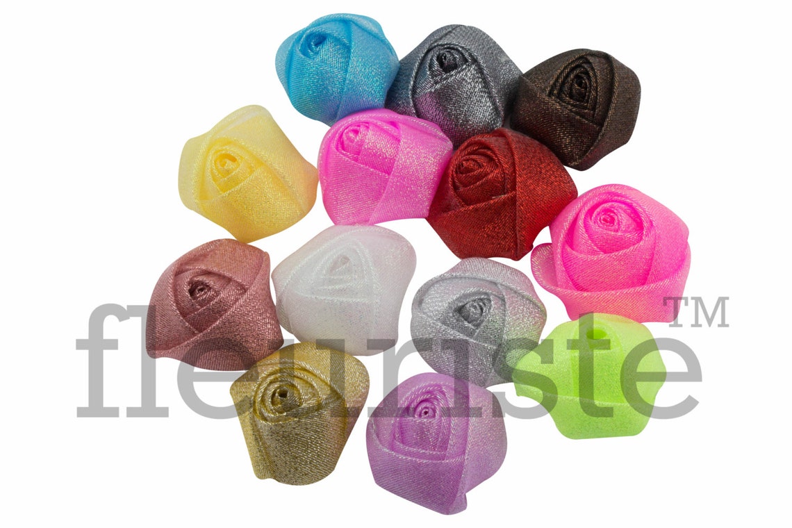 HOT PINK Sparkle Rosette Fabric Rose Rolled Rosette - Etsy