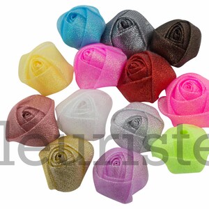 HOT PINK Sparkle Rosette Fabric Rose Rolled Rosette - Etsy