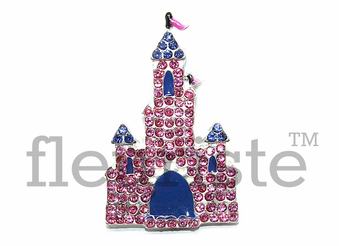 Pink Princess Castle 35x21 Mm Rhinestone Button, Flat Back Rhinestone ...