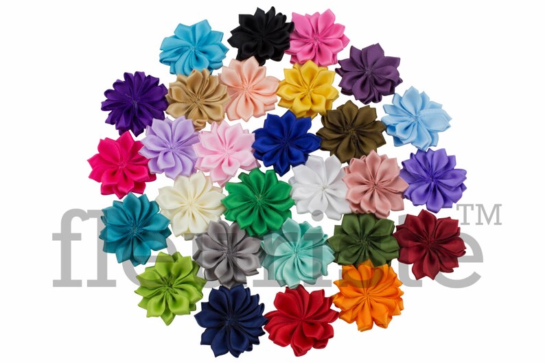 TURQUOISE Ribbon Flower Satin Flower Fabric Rose Rolled | Etsy