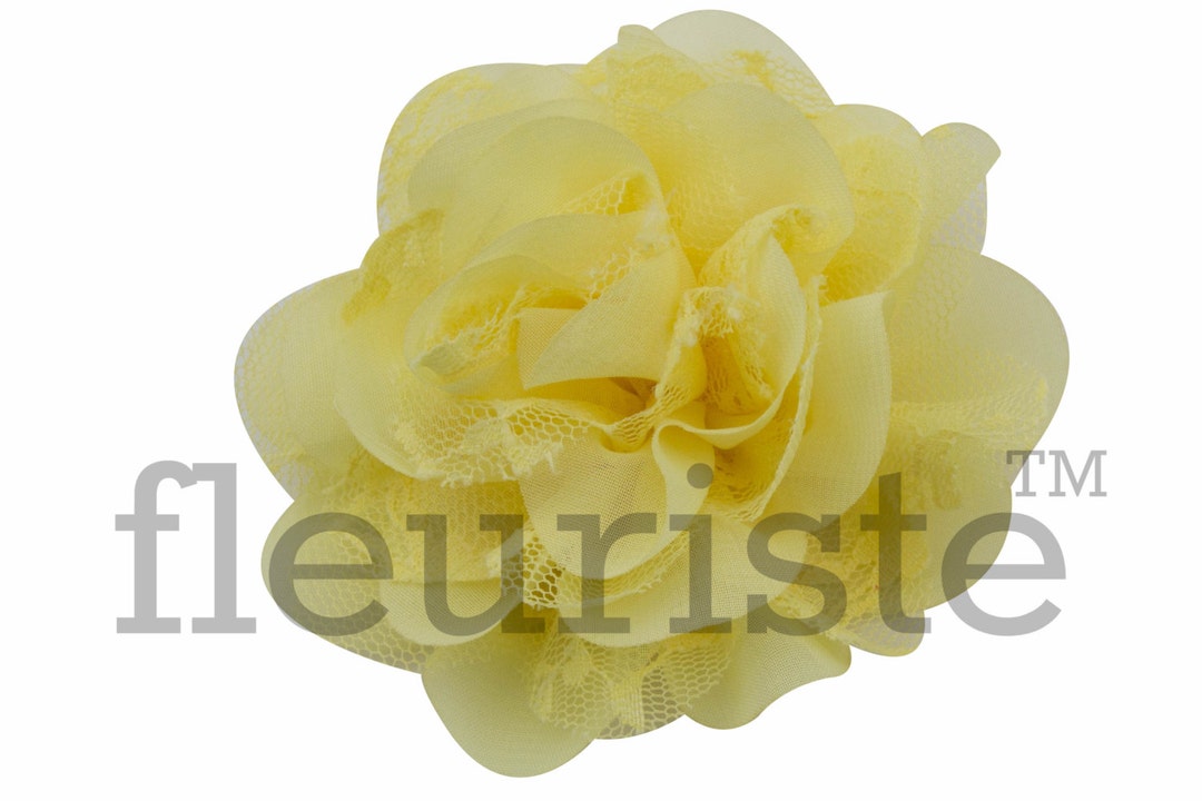YELLOW Lace Flower, 3.75 Flower, Wholesale Flower, Fabric Flower ...
