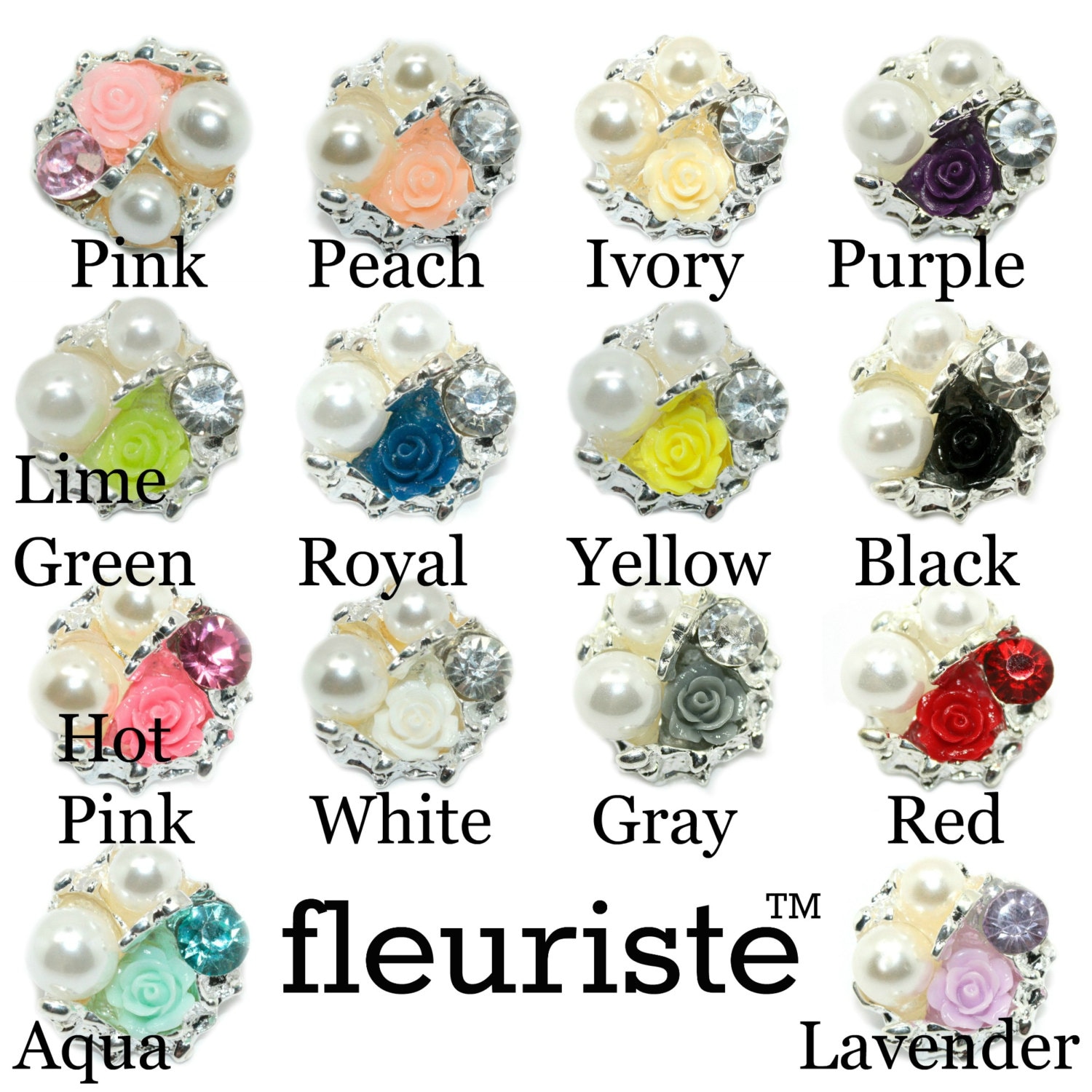 Rhinestone Button, Vintage Button, Rose Button, Flower Center Button ...
