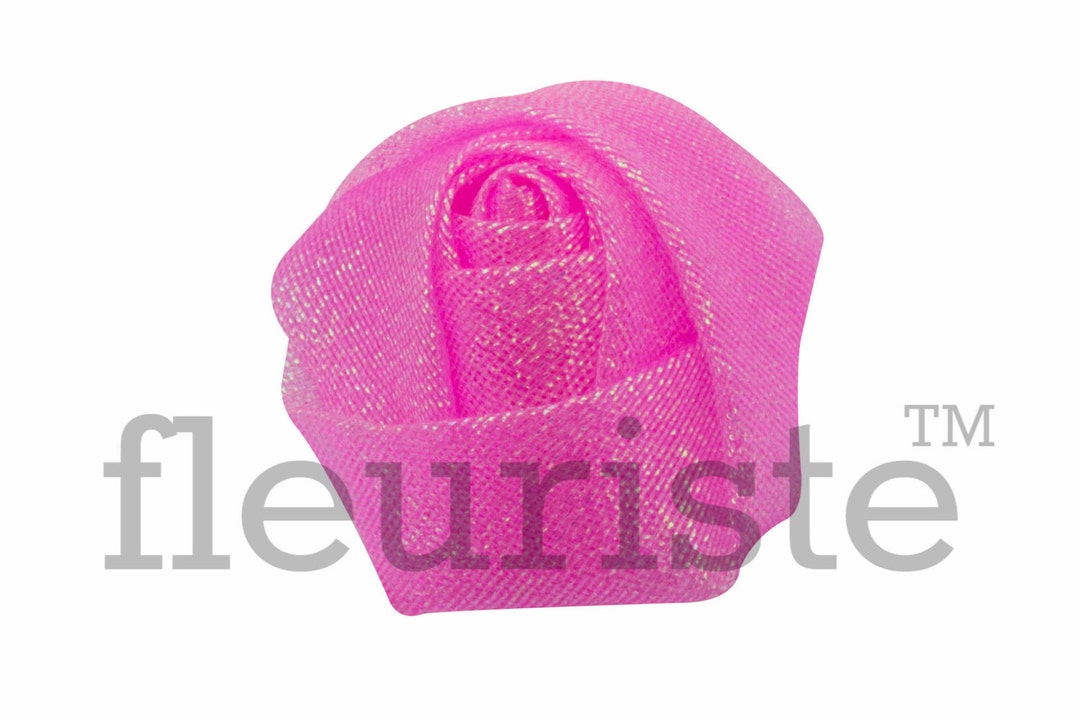 HOT PINK Sparkle Rosette Fabric Rose Rolled Rosette - Etsy