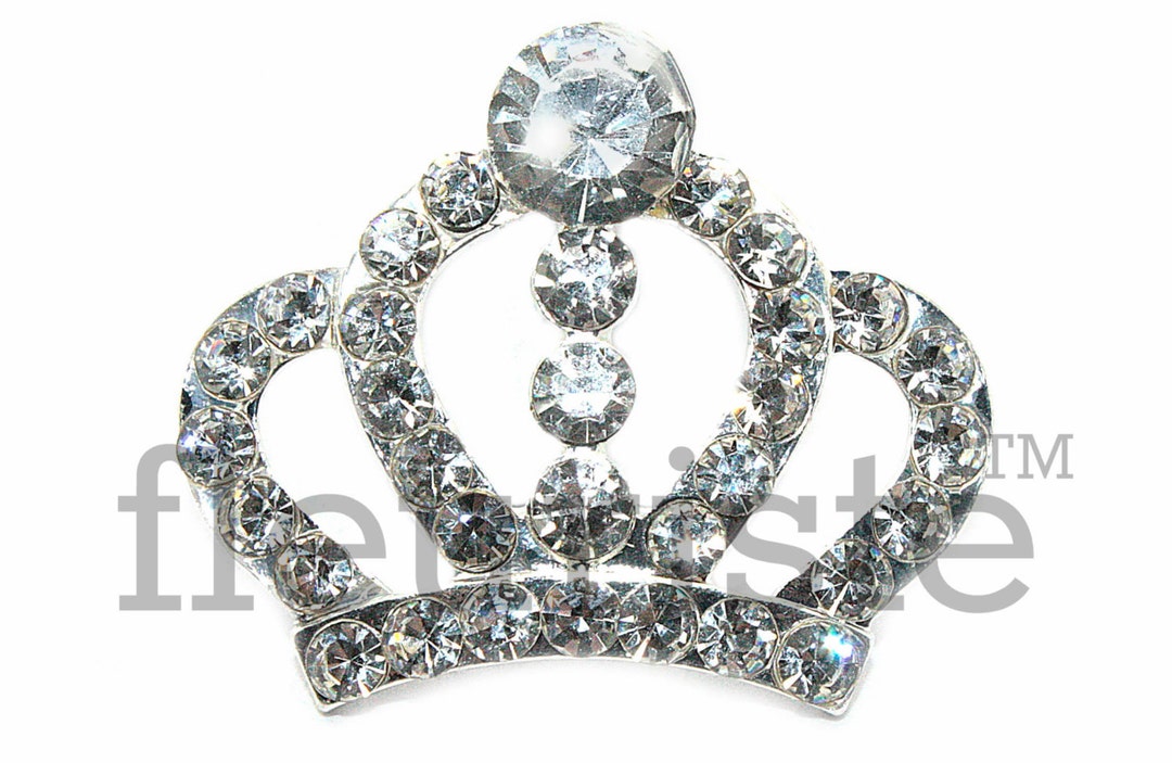 Princess Crown 31x27 Mm Rhinestone Button, Medium Flat Back Rhinestone ...