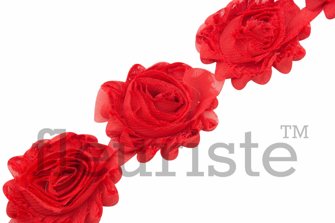 RED Shabby Rose Trim, Shabby Flower Trim, Shabby Flowers, Shabby ...