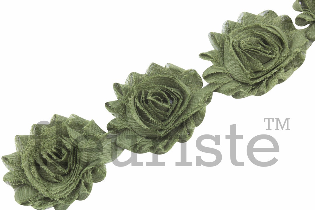 Army Green Shabby Rose Trim, Shabby Flower Trim, Shabby Flowers, Shabby ...