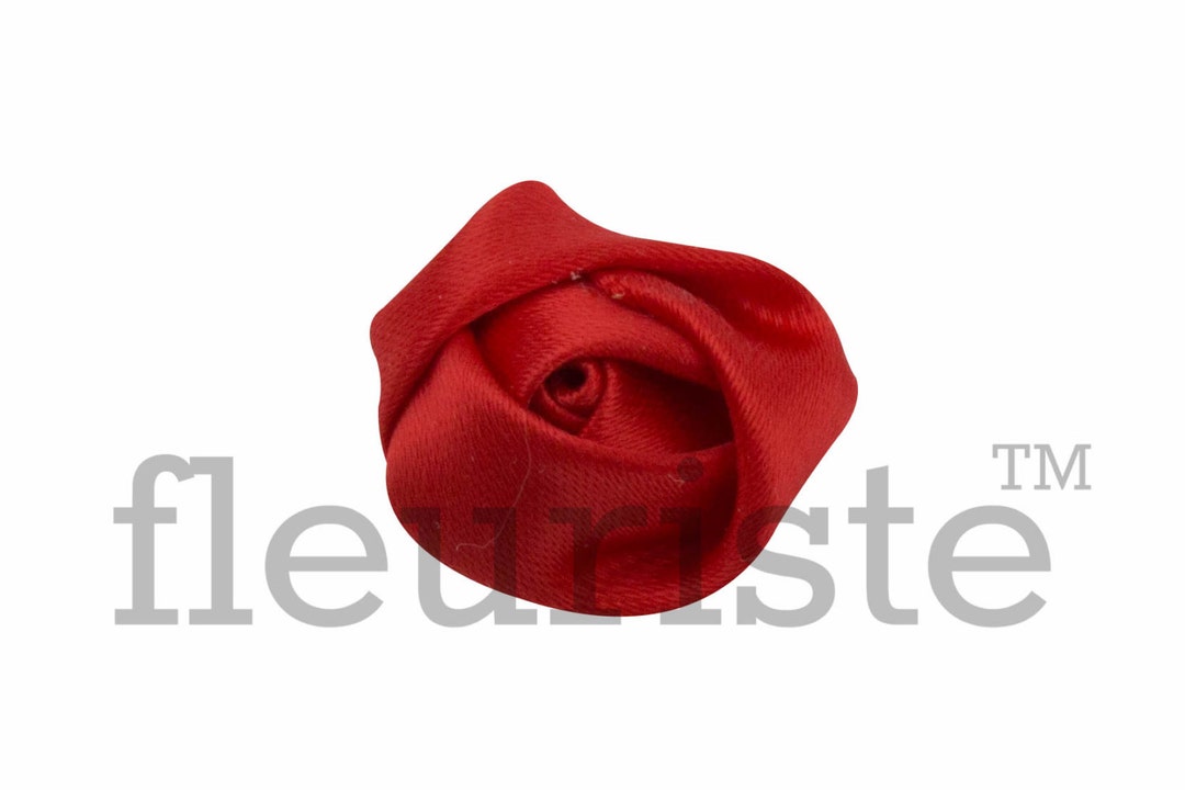RED Rosette, Satin Rolled Rosette, Fabric Rose, Rolled Rosette ...