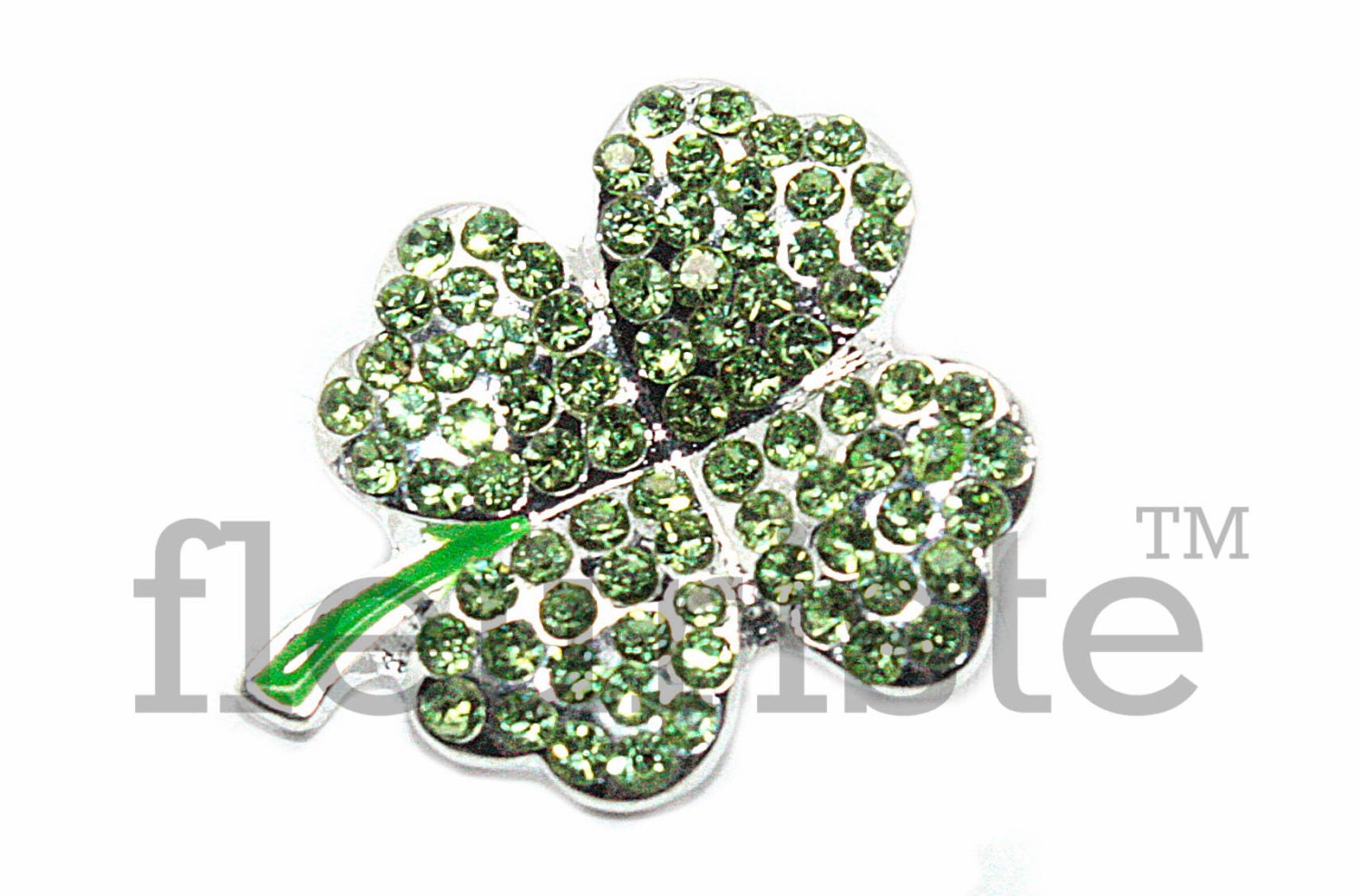 Green Clover 16x20 Mm Rhinestone Button, Flat Back Rhinestone, Shamrock ...