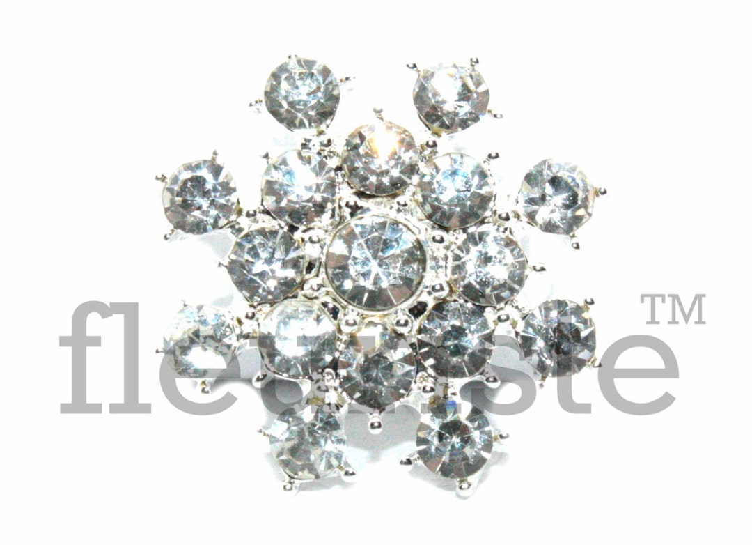 Snowflake Button, Clear Rhinestone, Pearl Rhinestone, Large Rhinestone ...