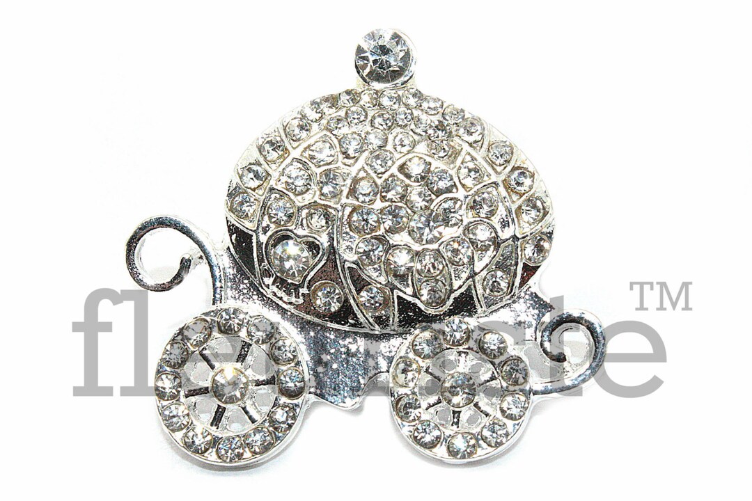 Princess Carriage 33x30 Mm Rhinestone Button, Flat Back Rhinestone ...