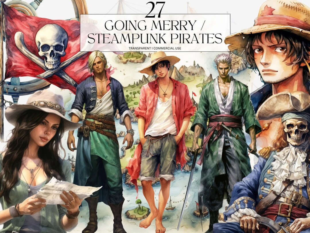 Watercolor Going Merry Clipart Printable Monkey D Luffy Png - Etsy