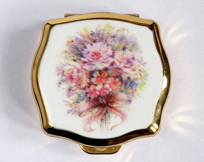 Vintage Stratton Pill Box, Floral Pattern, Pill Compact, Sweetener ...