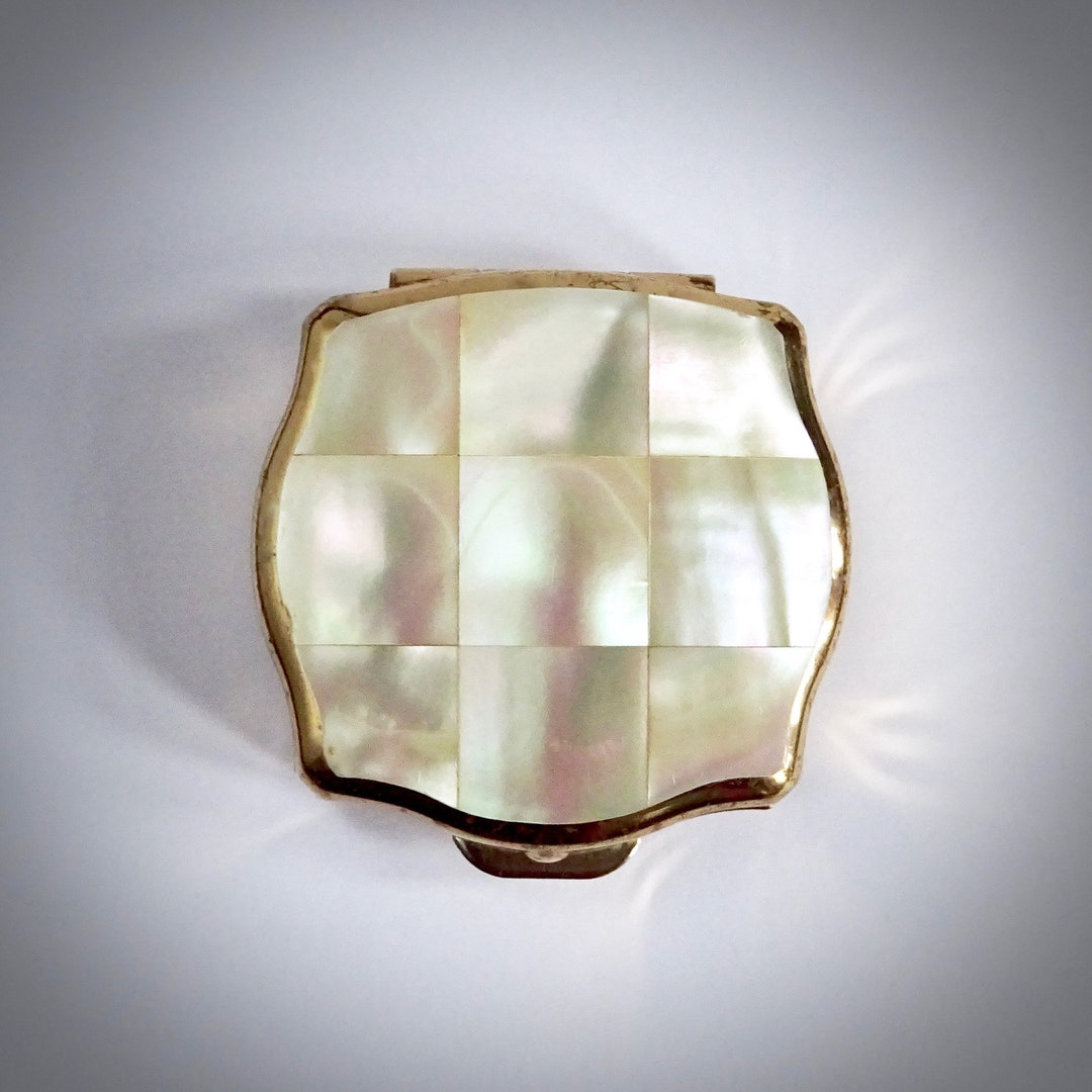 Vintage Stratton Pill Box, Gold Tone Metal & Mother of Pearl, MOP Pill ...