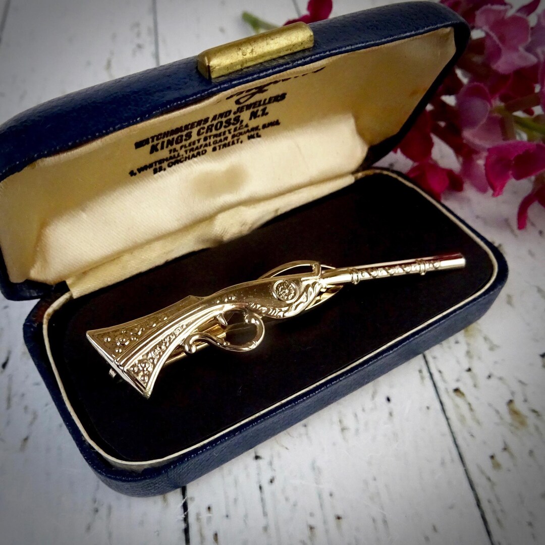 Vintage Stratton Gun Tie Clip, Gold Rifle Tie Bar, Stratton of England ...