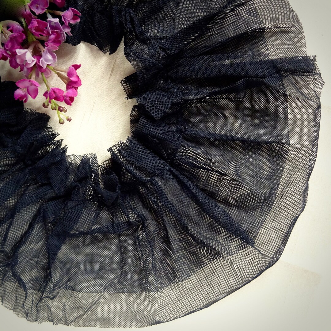 Vintage Black Tulle Ruffle, Dressmaking, Sewing Bee, Black Lace Trim, 3 ...