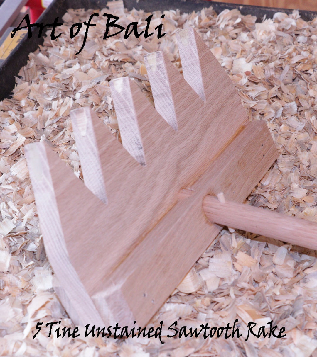 Full Size 36 5 Tine Saw Tooth unstained Zen Garden Rake Authentic Art ...