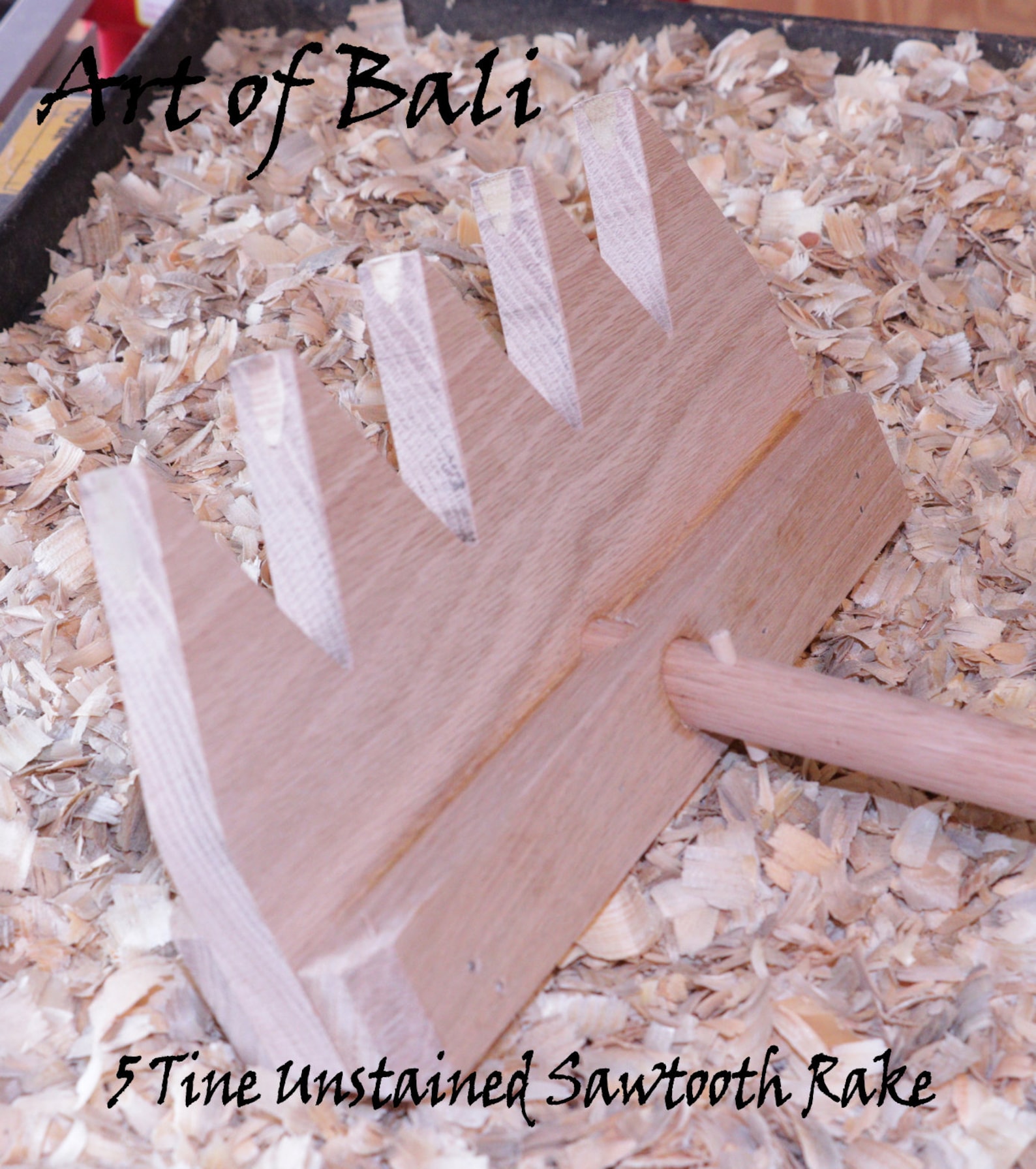 Full Size 36 5 Tine Saw Tooth unstained Zen Garden Rake Authentic Art ...